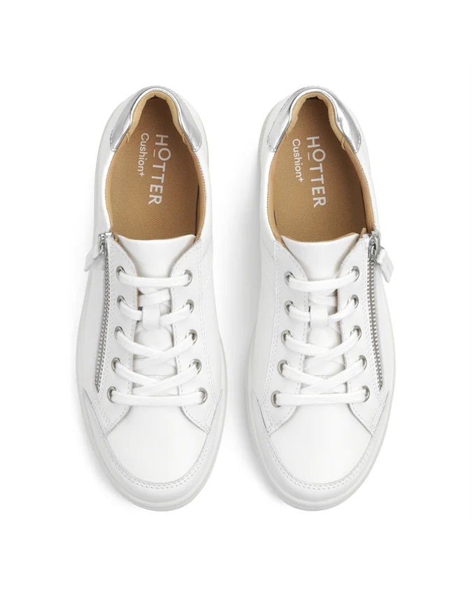 Hotter Chase White Leather Comfort Trainer – A.G. Meek