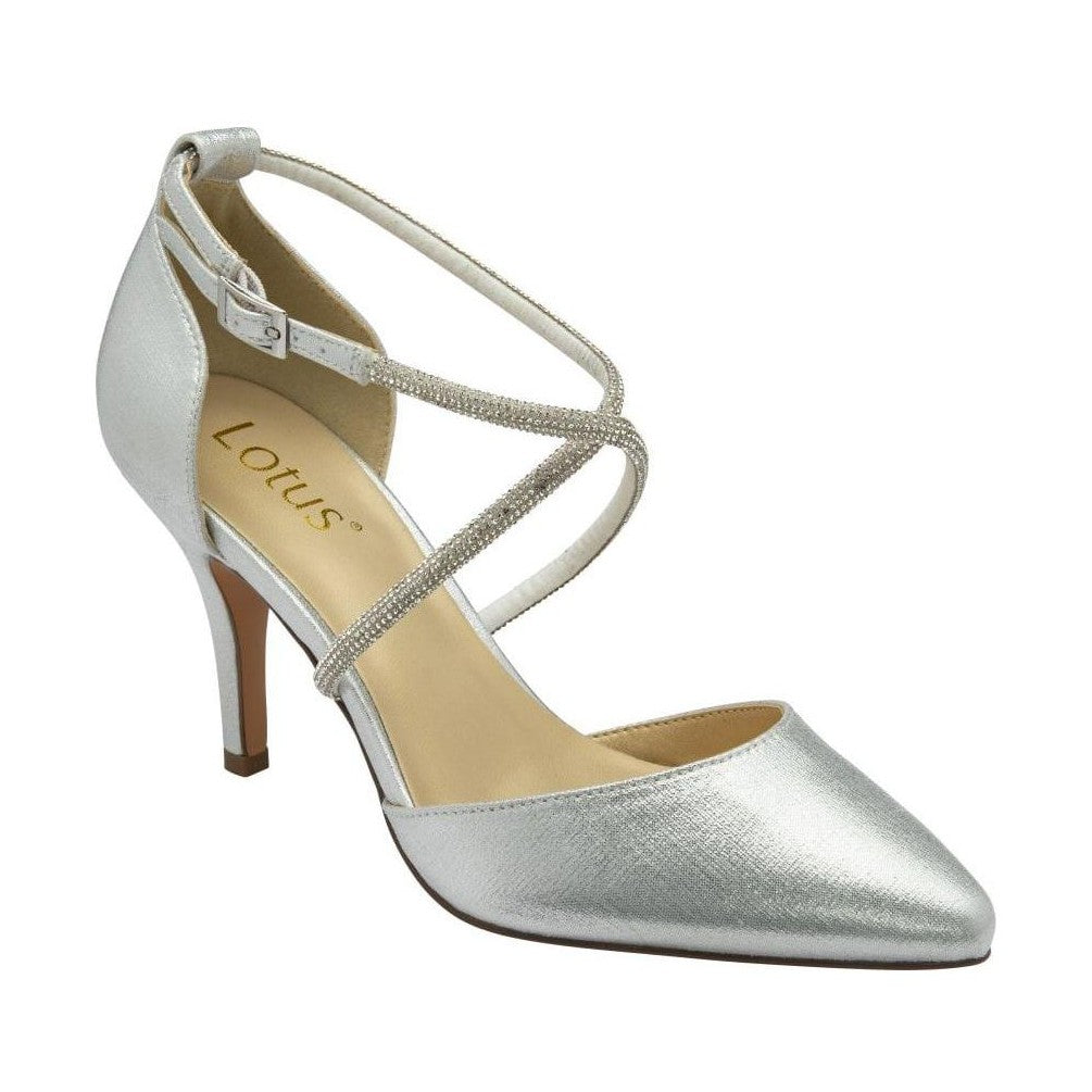 Lotus Occasion Wear court shoe Elissa ULS563 stiletto heel SILVER ELIS ...